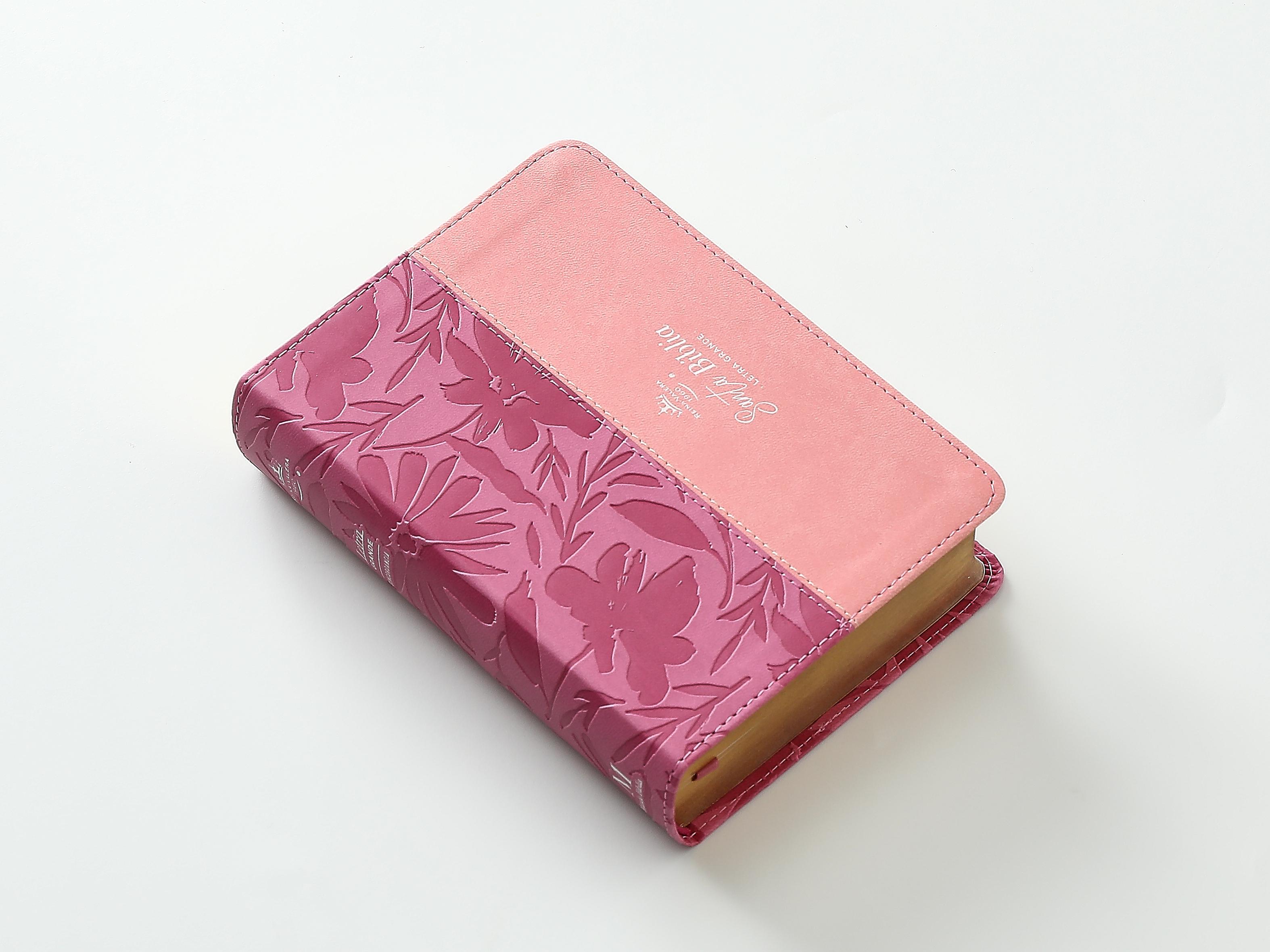 Biblia RVR60 tamaño compacto Letra GRande i/piel bicolor rosa/rosa ...