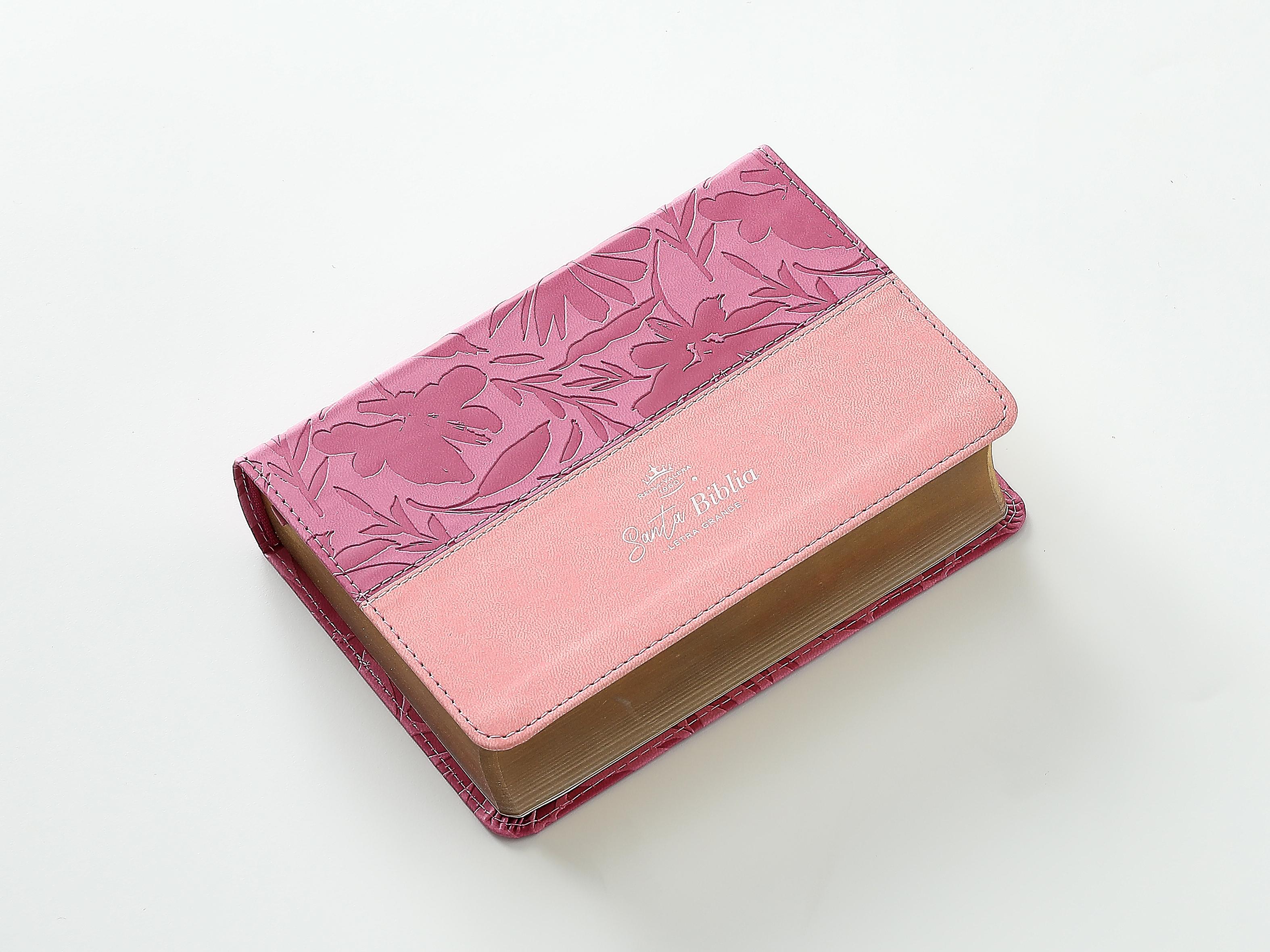 Biblia RVR60 tamaño compacto Letra GRande i/piel bicolor rosa/rosa ...